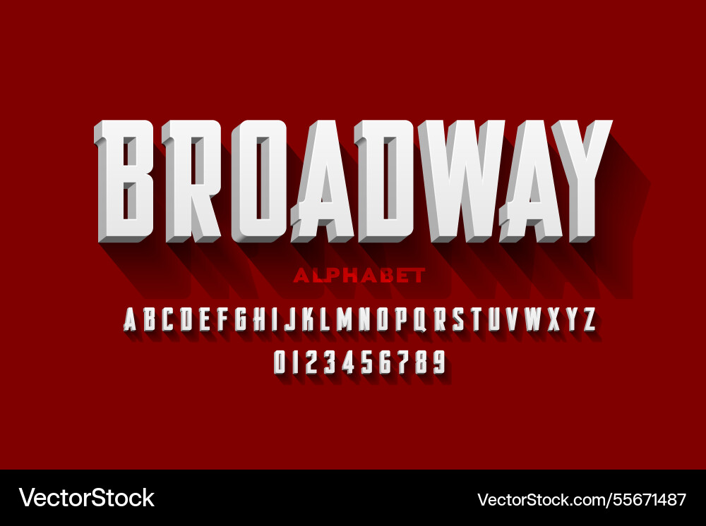 Broadway Retro Font - Alphabet Letters Royalty Free Vector