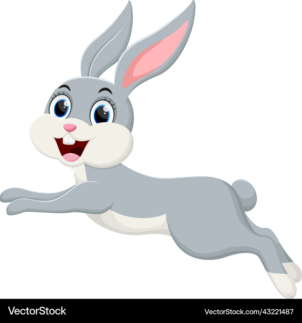 Cartoon happy rabbit jumping Royalty Free Vector Image
