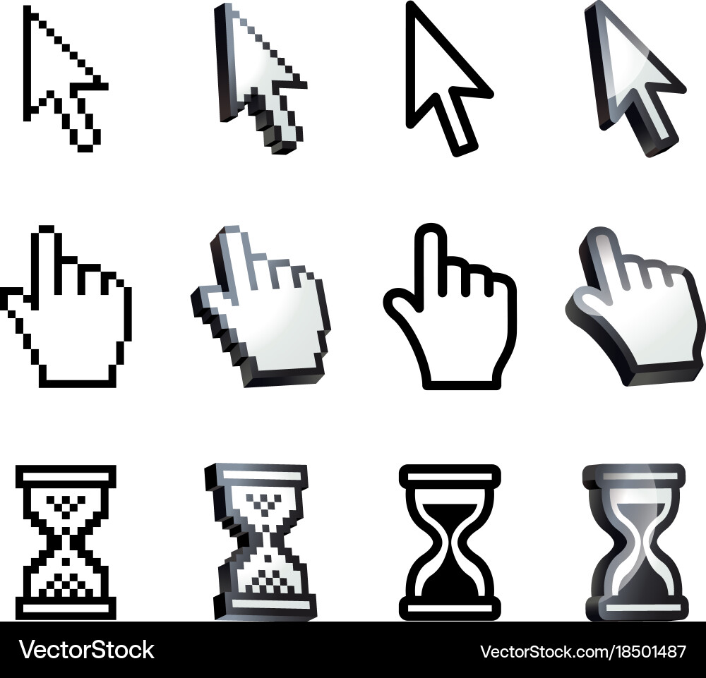 Cursor Hand Pfeil Stundenglas Lizenzfreies Vektorbild