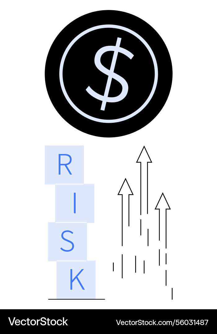 Financial growth symbol with stacked risk blocks Vector Image