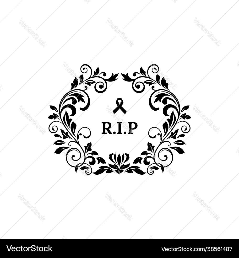 Floral Rest in Peace Funeral Frame Royalty Free Vector Image