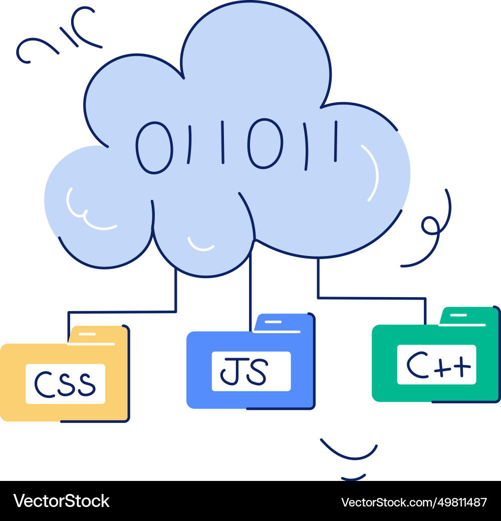 Hand drawn of coding storage Royalty Free Vector Image