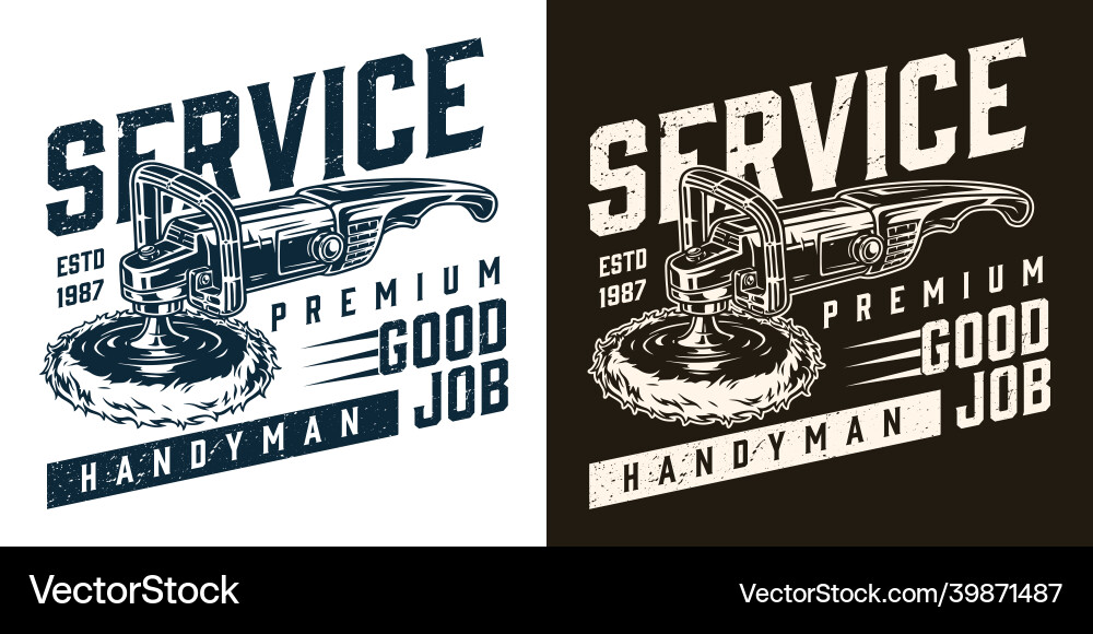 Handyman service vintage badge Royalty Free Vector Image