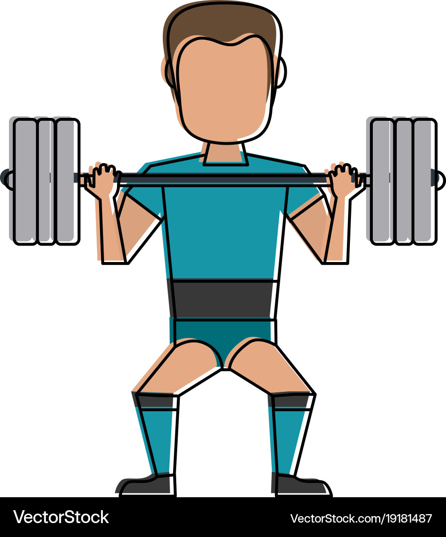 Man lifting weights avatar cartoon Royalty Free Vector Image