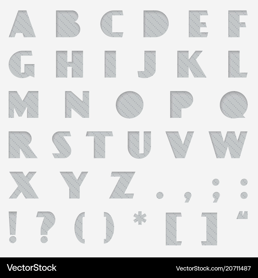 Paper cut alphabet cutted from font Royalty Free Vector
