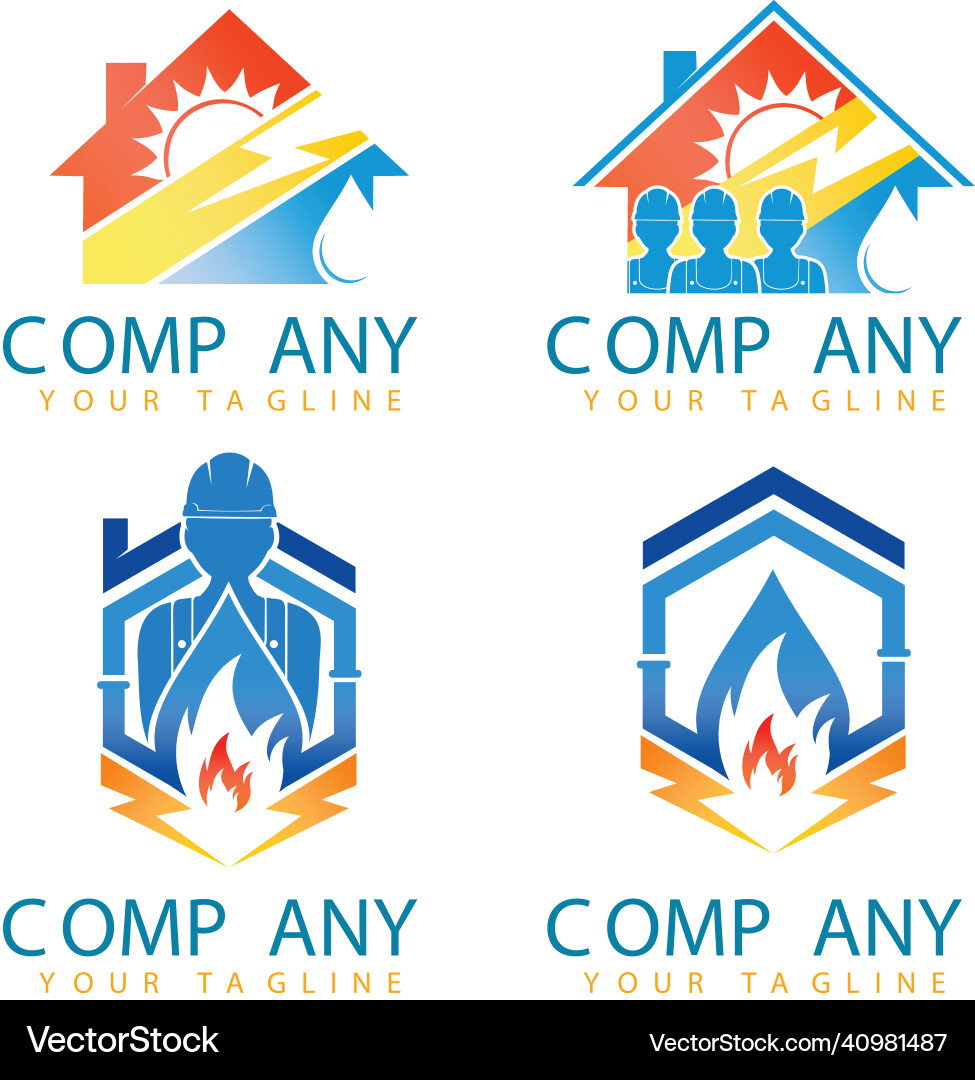 Plumbing heating and water logo Royalty Free Vector Image