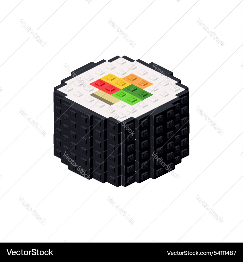Roll in isometric view assembled from plastic Vector Image