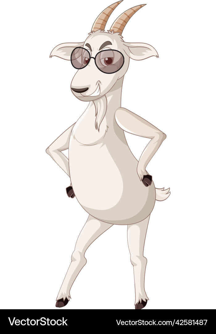 White goat standing on two legs Royalty Free Vector Image