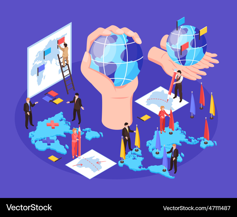 World geopolitics hands composition Royalty Free Vector