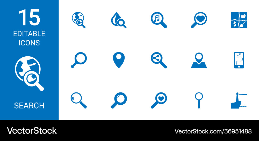 15 Suchsymbole Lizenzfreies Vektorbild - VectorStock