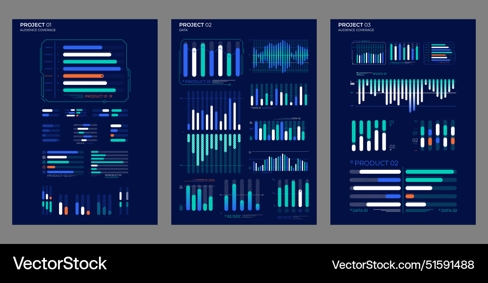 Business elements charts in color finance Vector Image