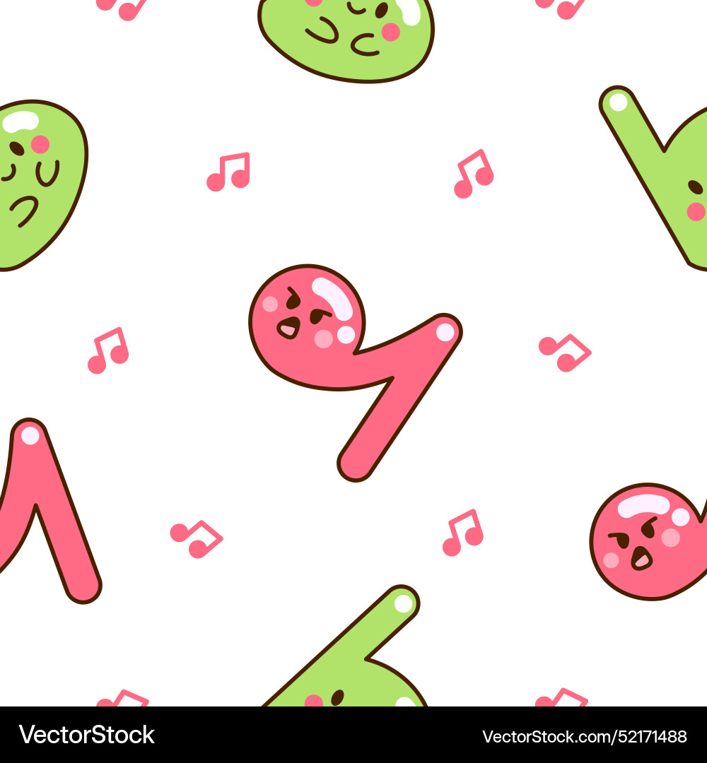 Cute kawaii music notes seamless pattern Vector Image