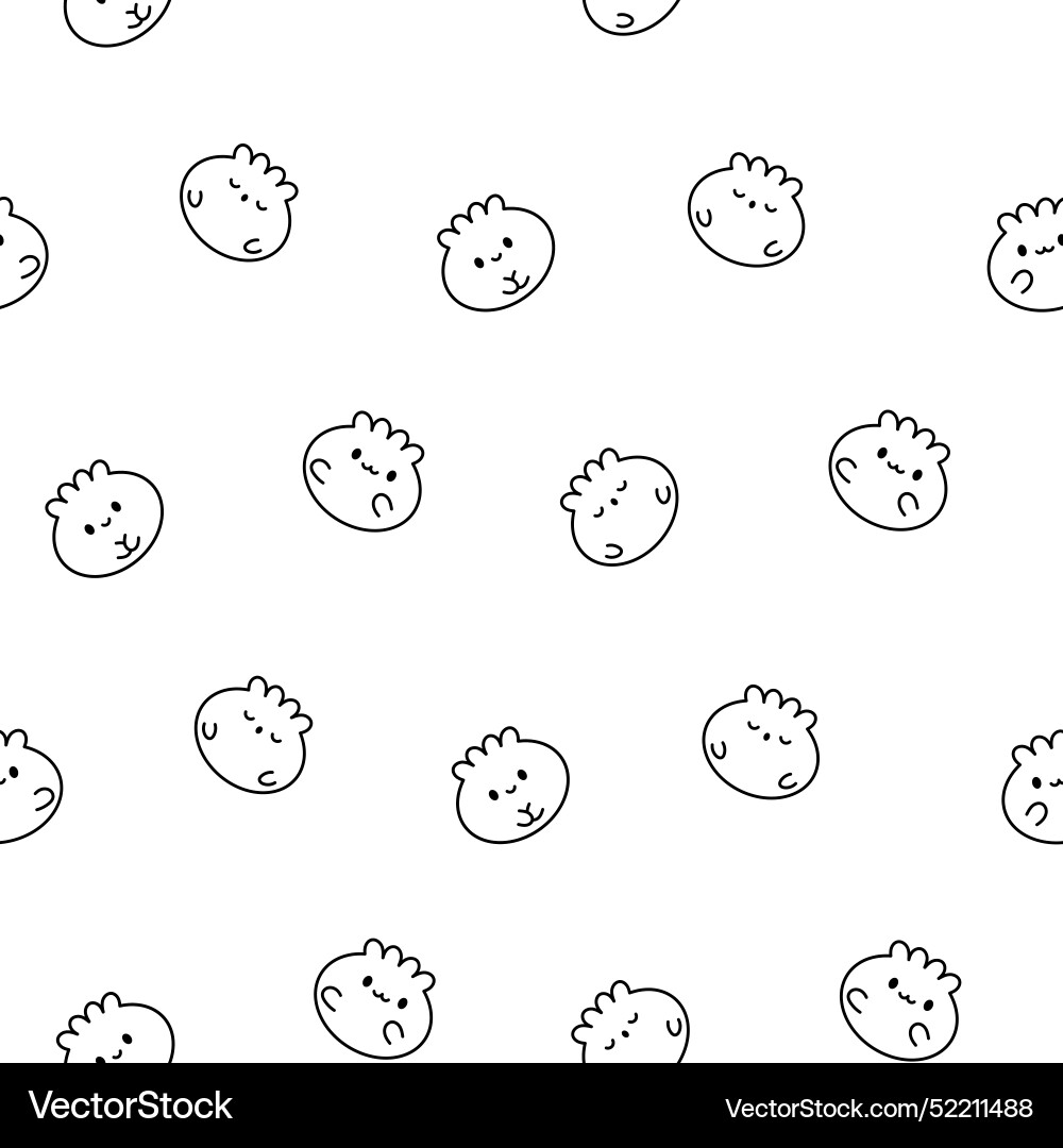 Cute kawaii smiling dim sum coloring page Vector Image