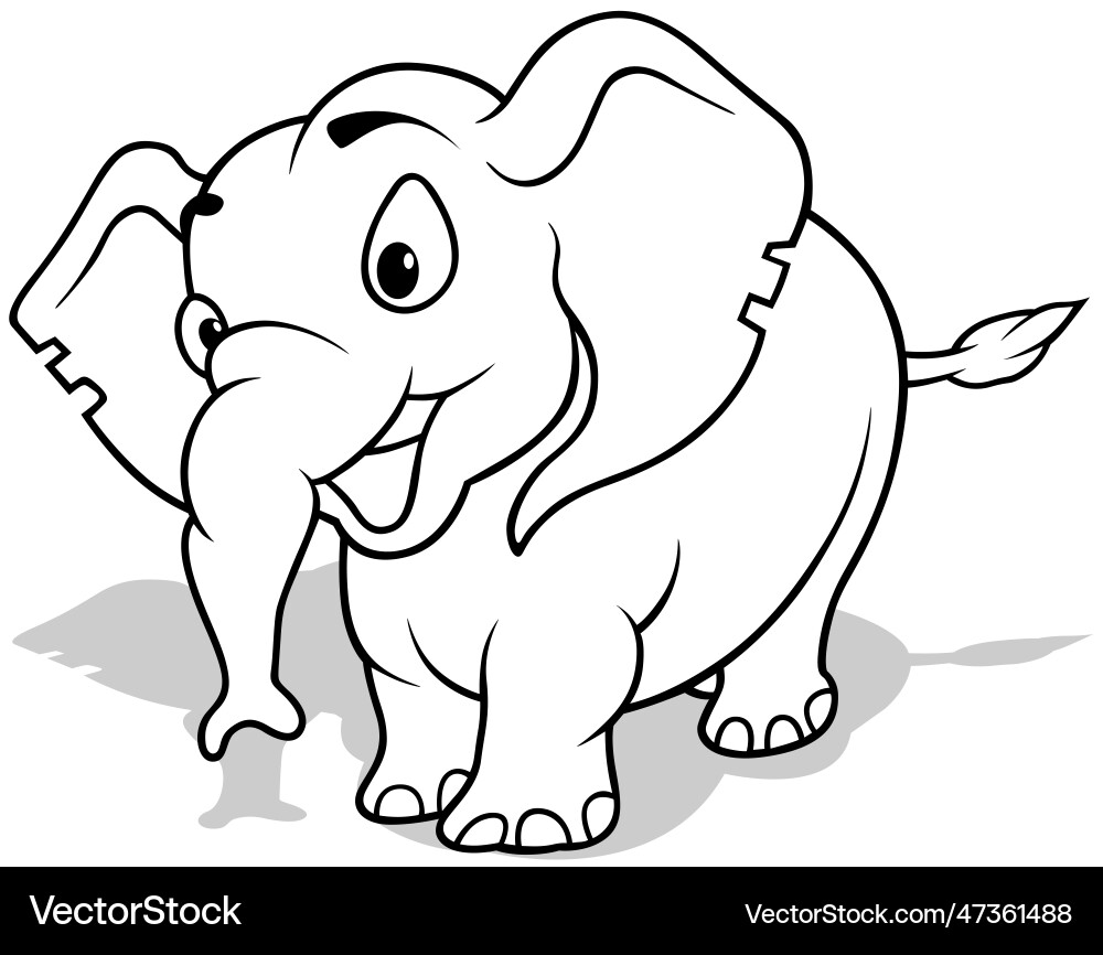 Drawing of a cute elephant smiling Royalty Free Vector Image