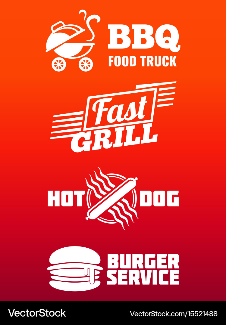 Fast food labels collection - bbq Royalty Free Vector Image