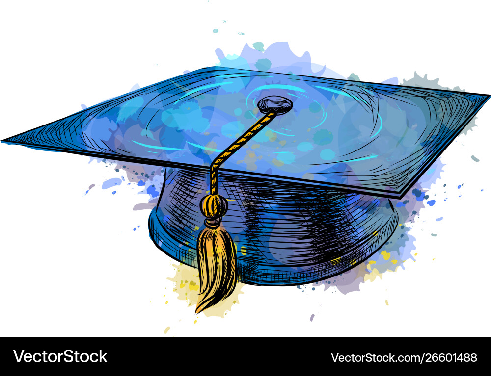 Graduation cap square academic from a splash Vector Image