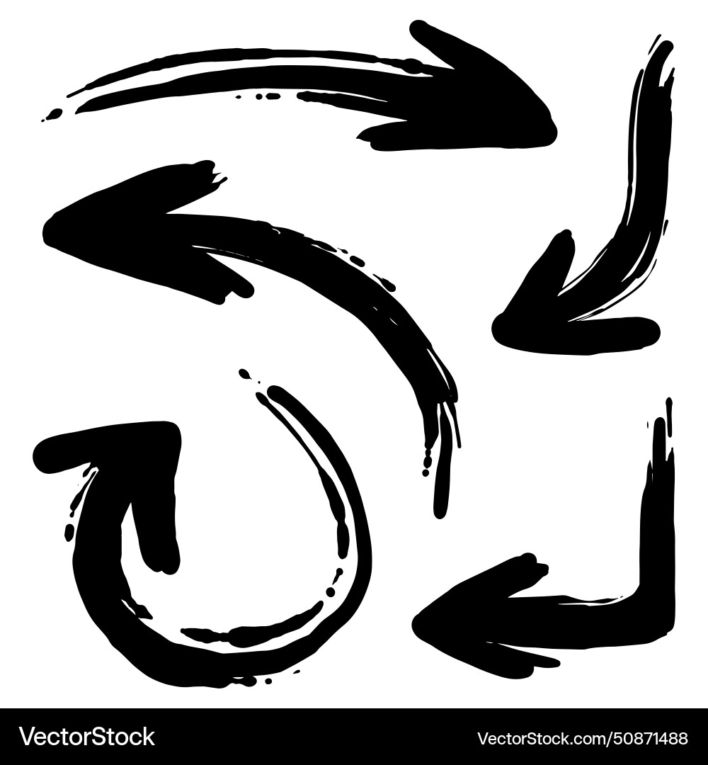 Hand drawn arrow like blood splash thin black Vector Image