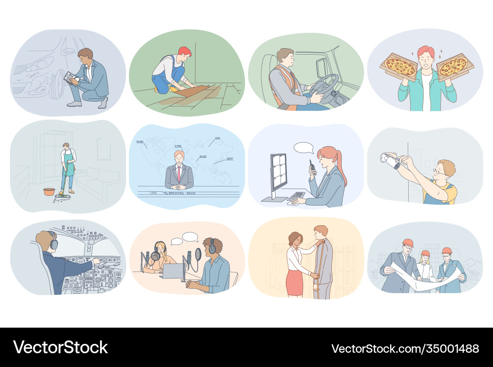 Professions occupation work job specialists Vector Image
