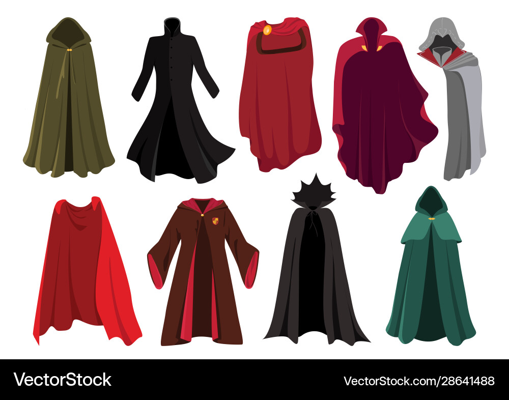 Set cloaks clothing capes costume Royalty Free Vector Image