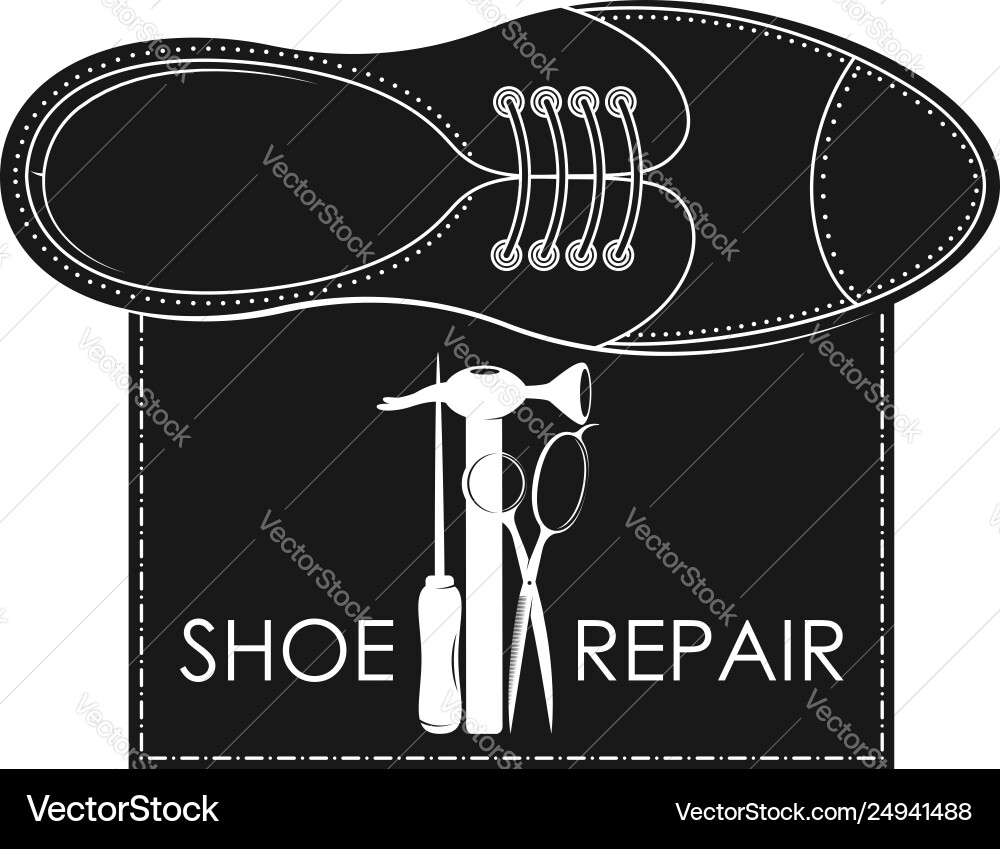 Shoe repair with tool symbol Royalty Free Vector Image