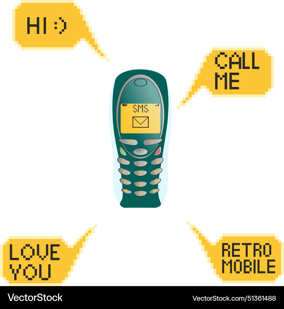 Stylish retro mobile phone with buttons Royalty Free Vector