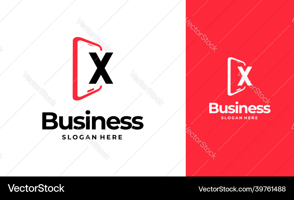 X-initial phone logo designs shop Royalty Free Vector Image