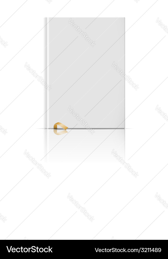 Blank vertical book template with gold bookmark Vector Image