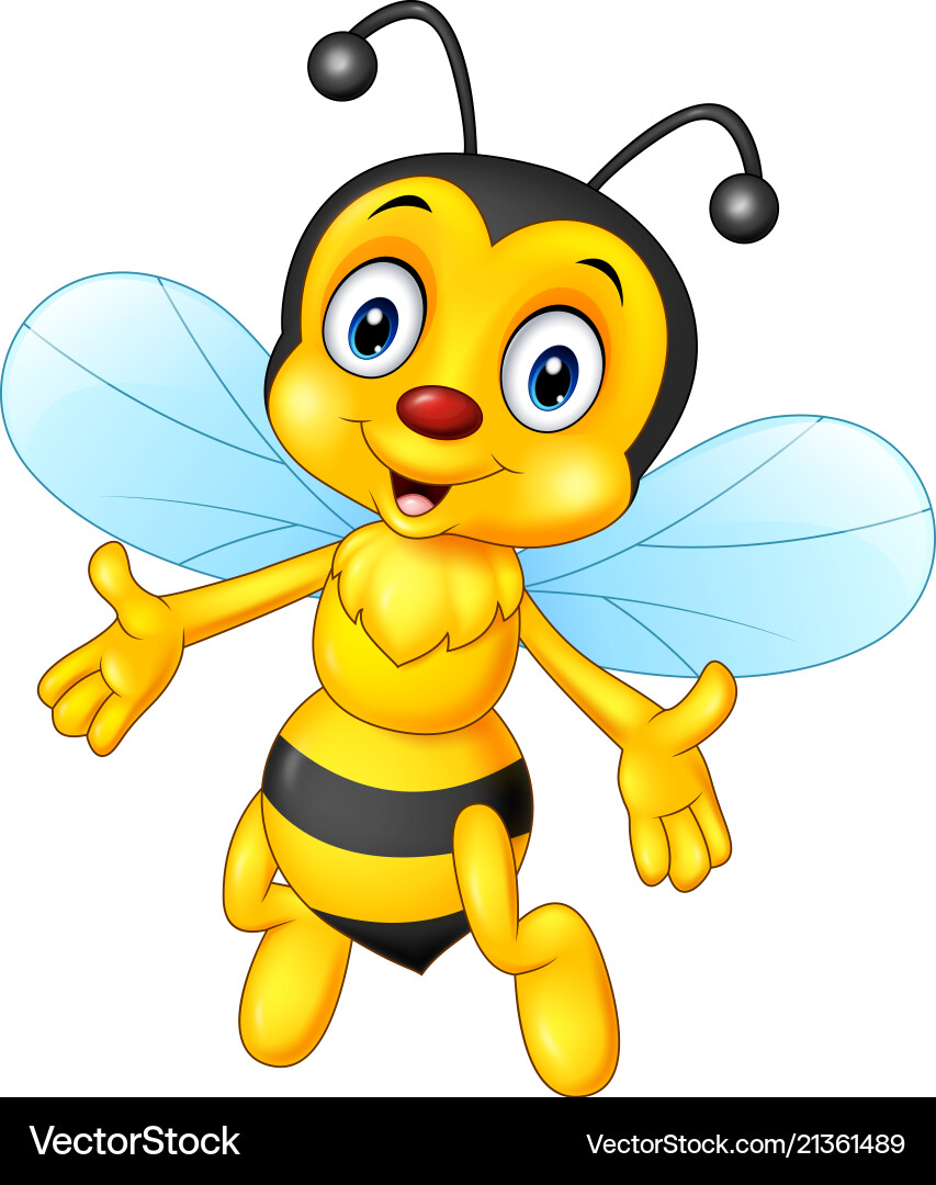 Cartoon happy bee isolated on white background Vector Image