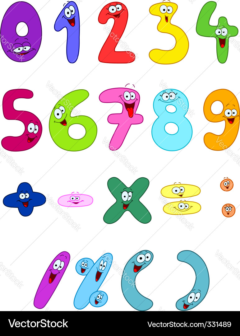 Cartoon numbers Royalty Free Vector Image - VectorStock