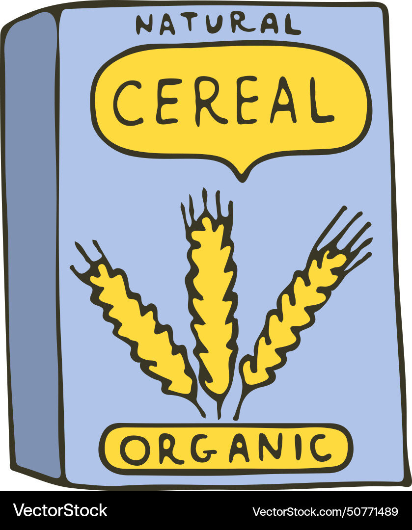Cereal box color doodle breakfast food snack Vector Image