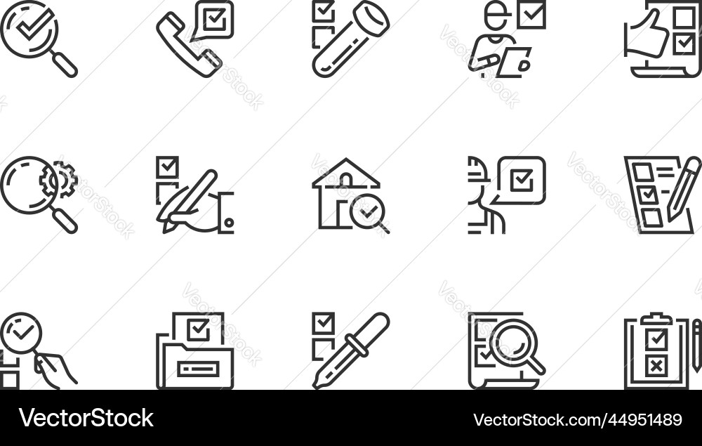 Expertise inspection examination line icons Vector Image