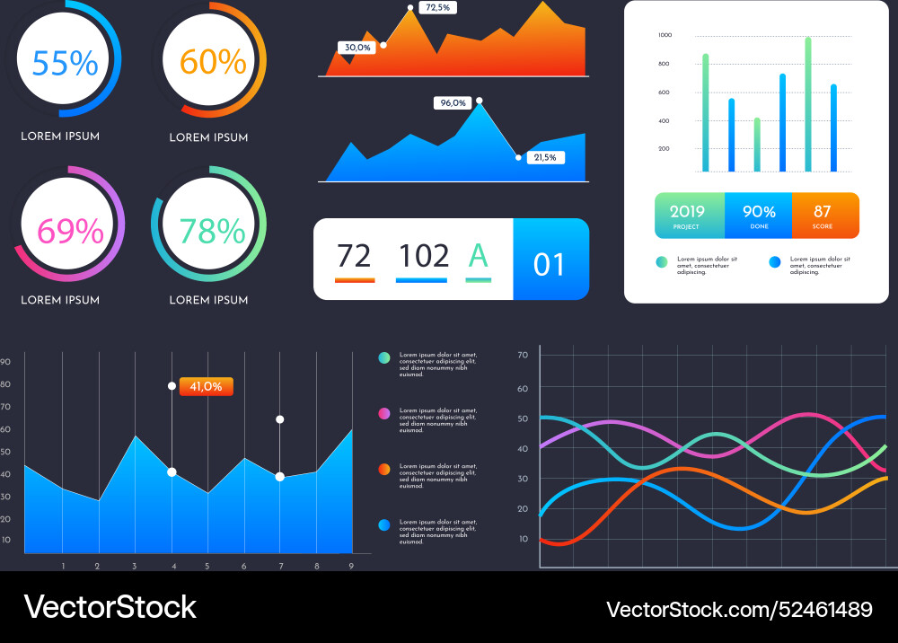 Infographic dashboard element set Royalty Free Vector Image