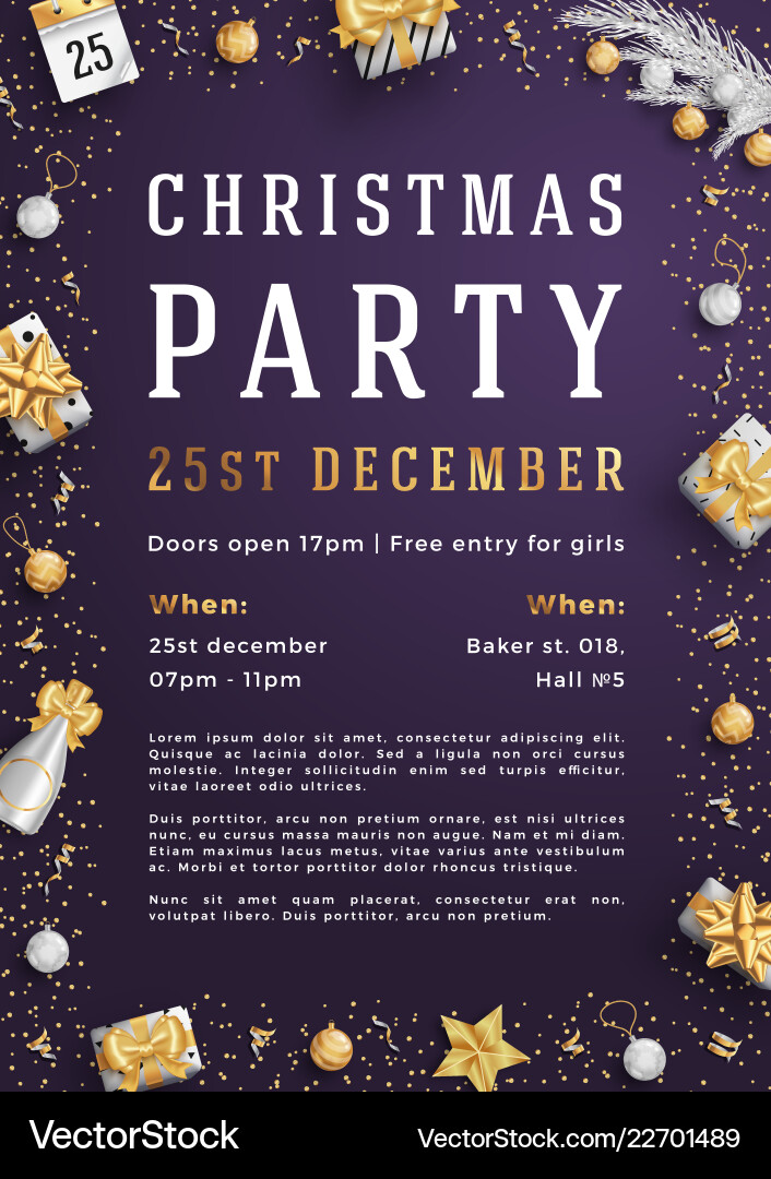 Merry christmas party layout poster Royalty Free Vector