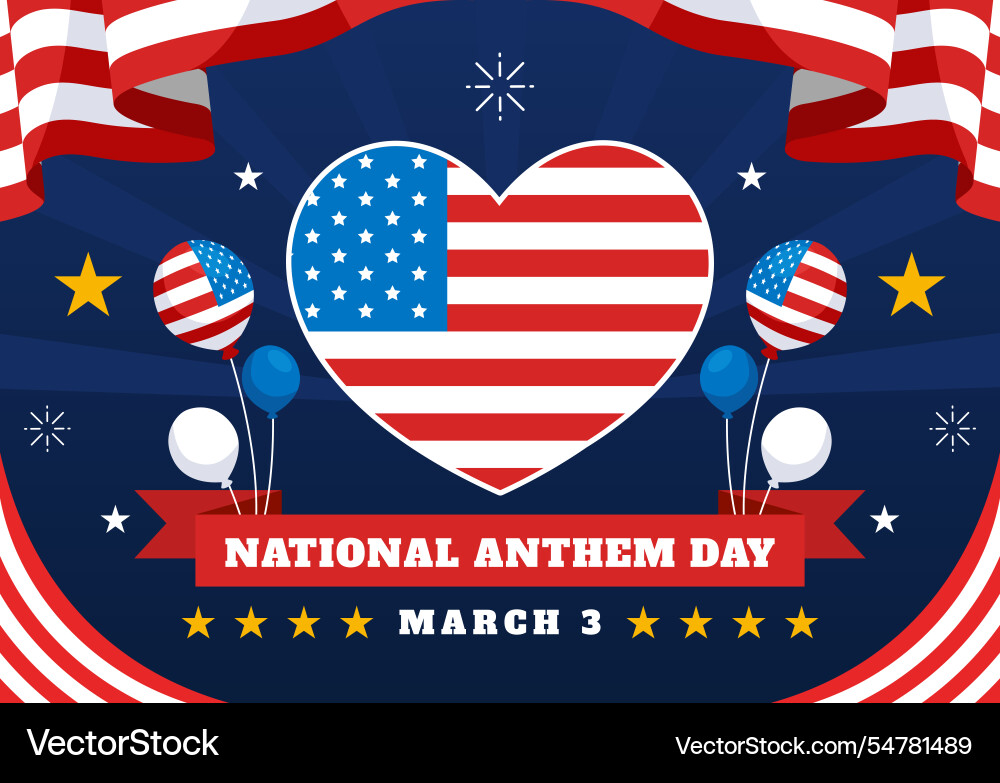 National anthem day on march 3 featuring Vector Image