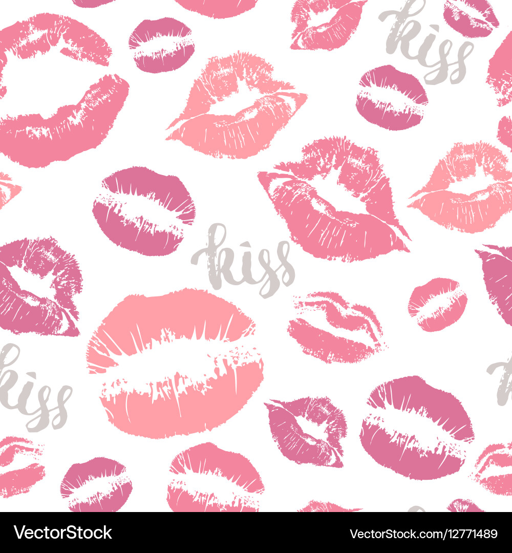 Print kisses lips background Royalty Free Vector Image