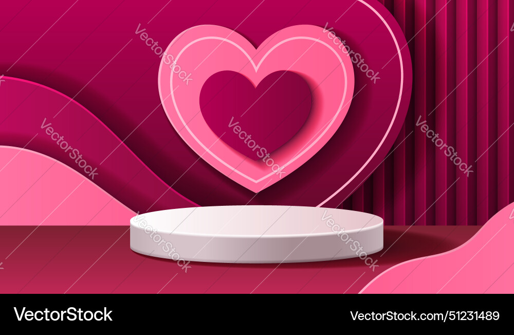 Round podium and heart shape decoration Royalty Free Vector