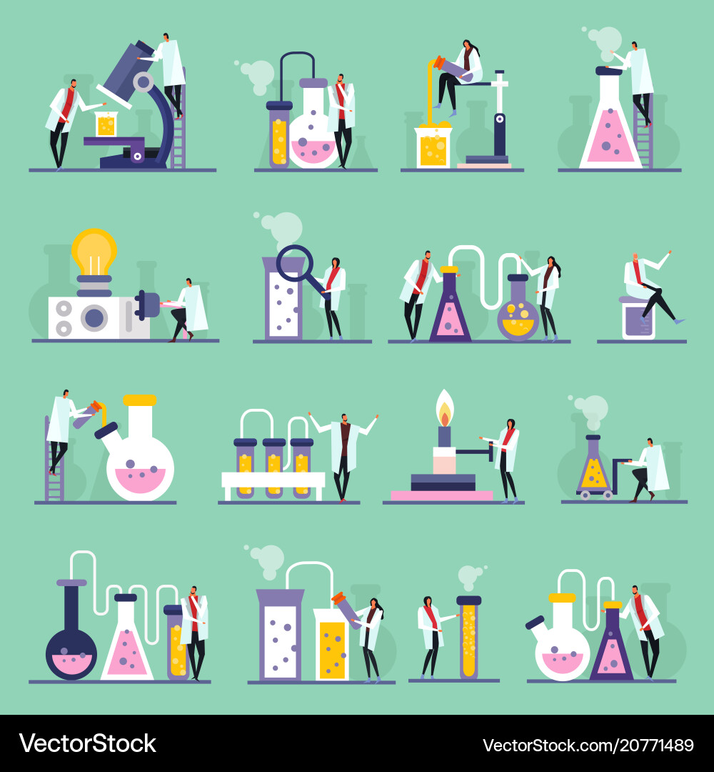 Science lab flat icons Royalty Free Vector Image