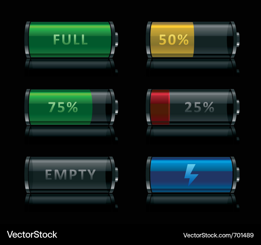 Set of battery level icons Royalty Free Vector Image