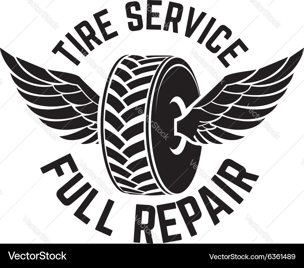 Tire Repair Service Emblem Royalty Free Vector Image