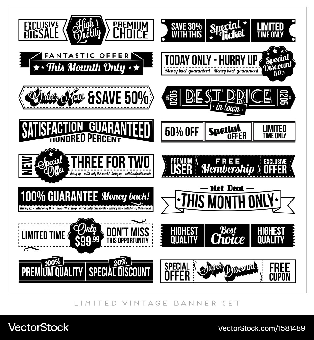 Vintage Typographic Banner Set Royalty Free Vector Image