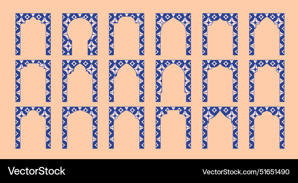 Arabian mosque window arch gate decorative Vector Image
