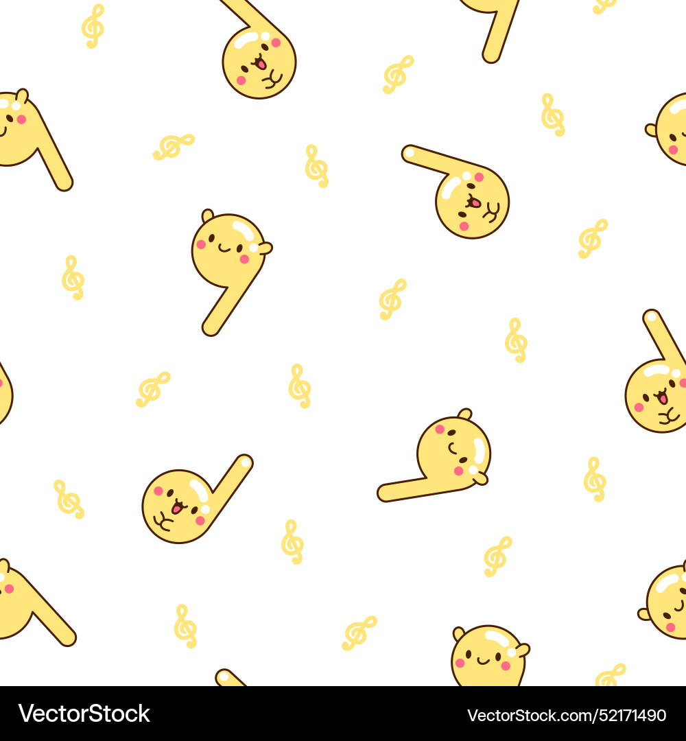 Cute kawaii music notes seamless pattern Vector Image
