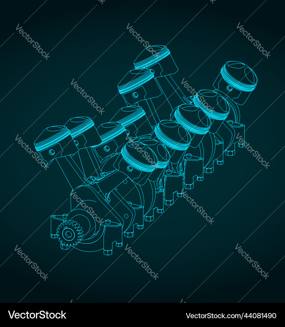 Engine pistons on a crankshaft Royalty Free Vector Image