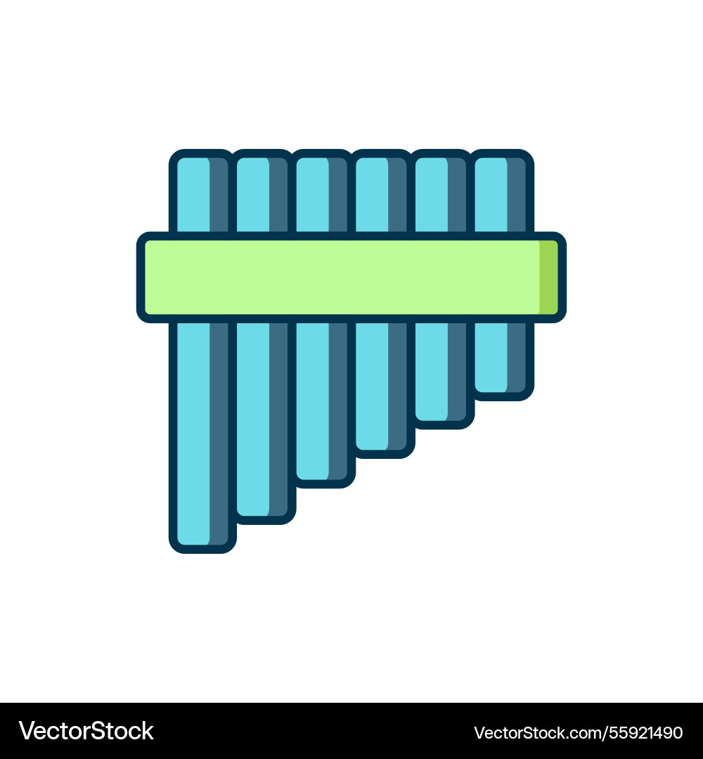 Filled outline pan flute icon isolated on white Vector Image