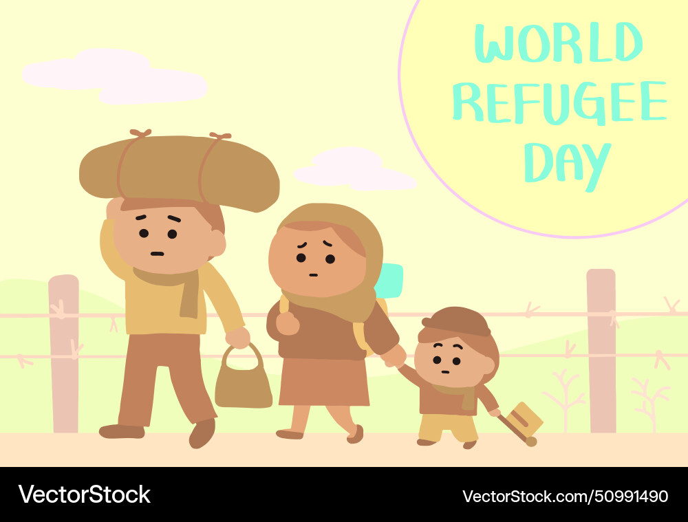 Immigrant families are taking refuge Royalty Free Vector