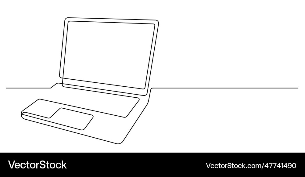 Laptop in continuous line drawing minimalism style