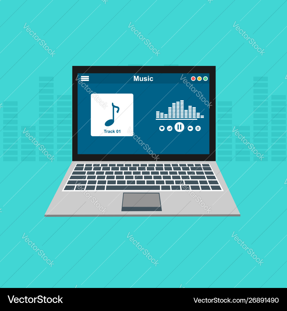 Media player application app template with flat Vector Image