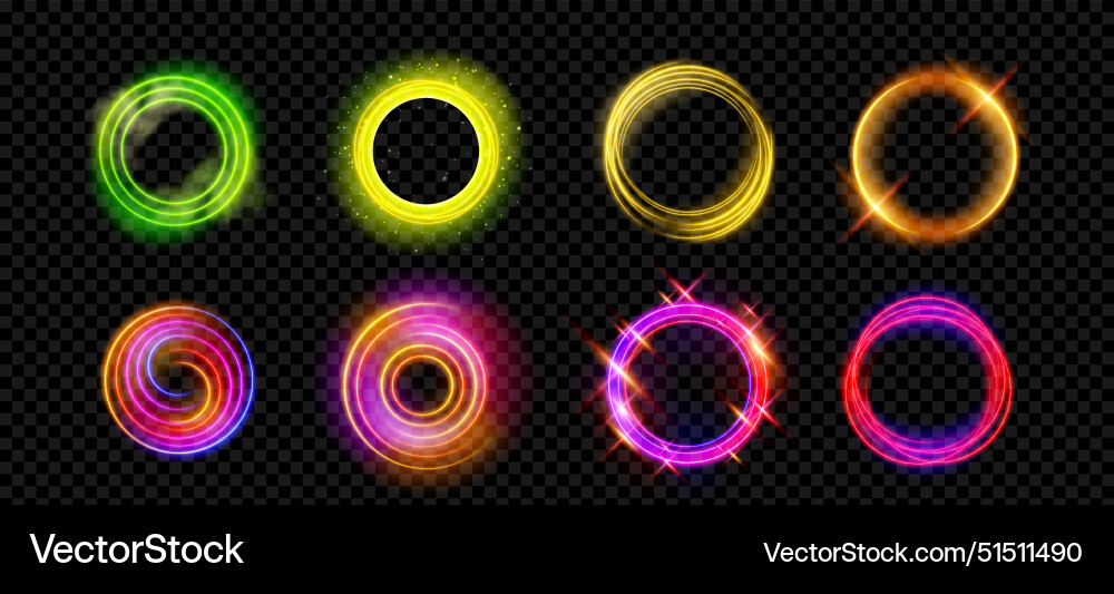Neon light glow effect on abstract magic halo ring