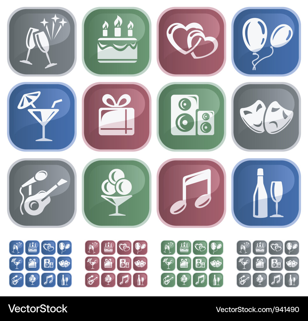 Party buttons Royalty Free Vector Image - VectorStock