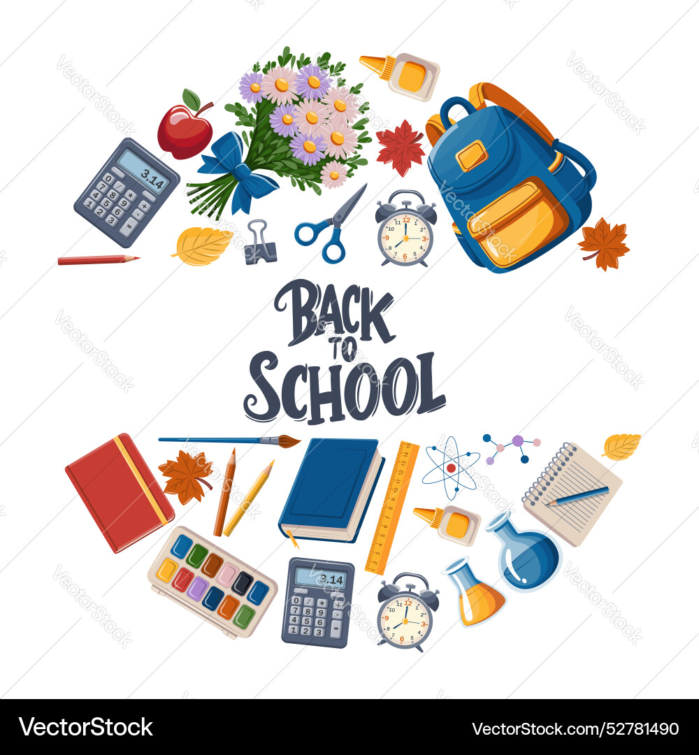 Schulbedarf in Form eines Kreises Lizenzfreies Vektorbild